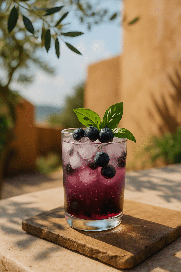 Blueberry Basil Sparkle Cocktail - sippinsimple.com