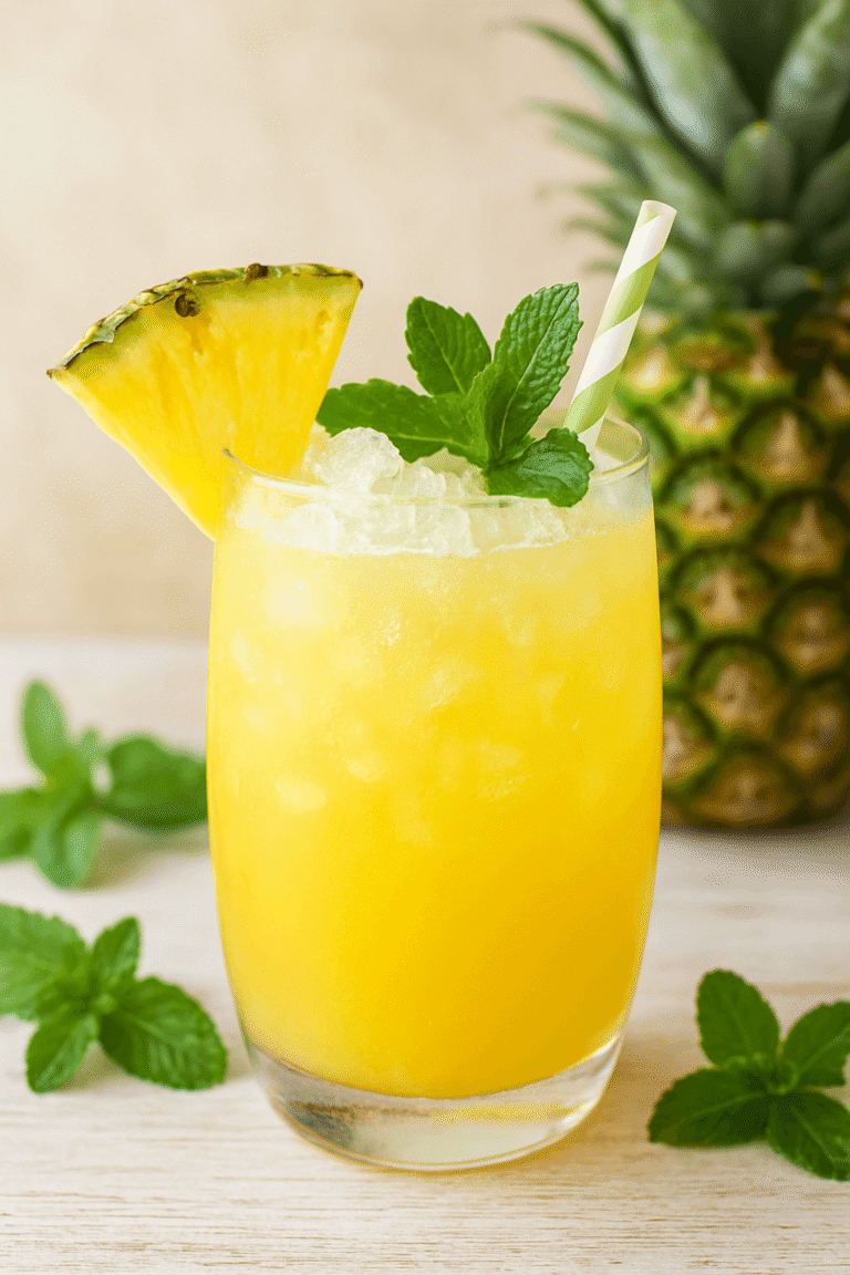 Pineapple Mint Cooler Mocktail - sippinsimple.com
